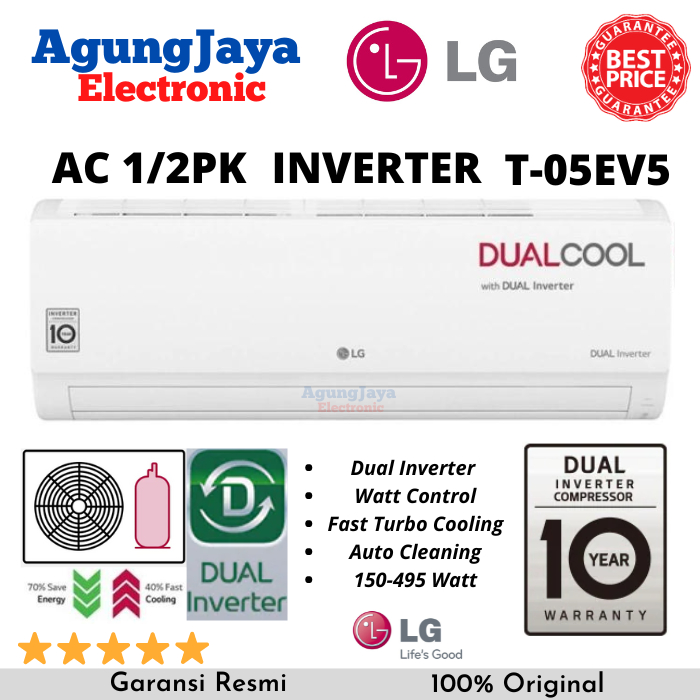 Jual AC LG T-05EV5 1/2 PK DUAL INVERTER WATT CONTROL 0.5PK (CILEGON ...