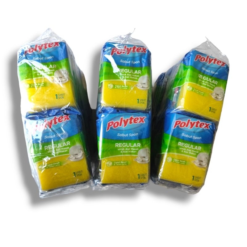 Jual (1pack isi 12pcs) Spon Polytex Cuci piring reguler murah | Shopee ...