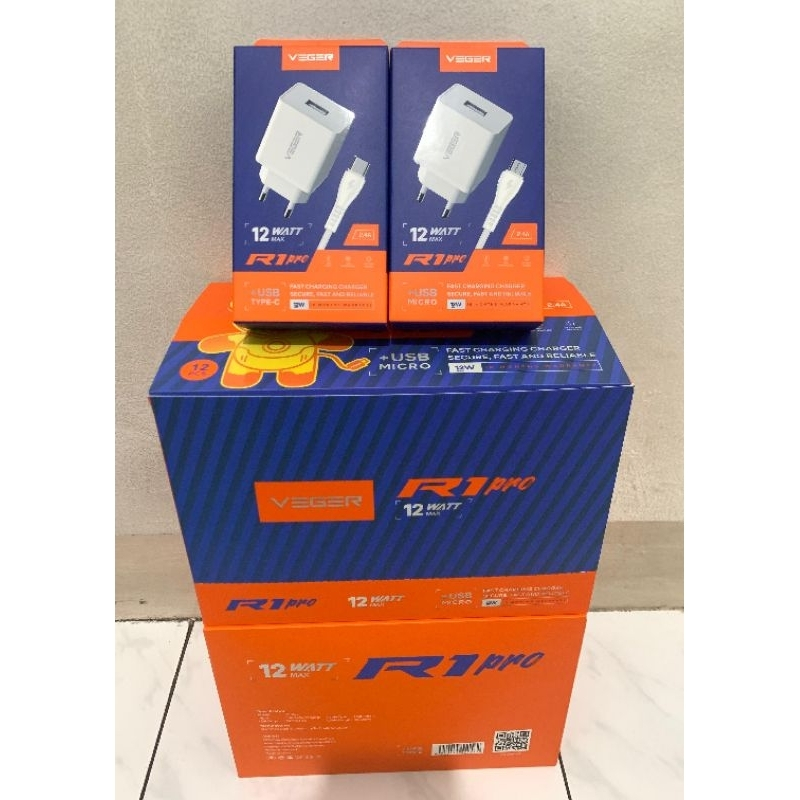 Jual VEGER Charger R1 PRO Micro/Type-C (Per pcs/ecer) 2.4A 1 USB Port ...