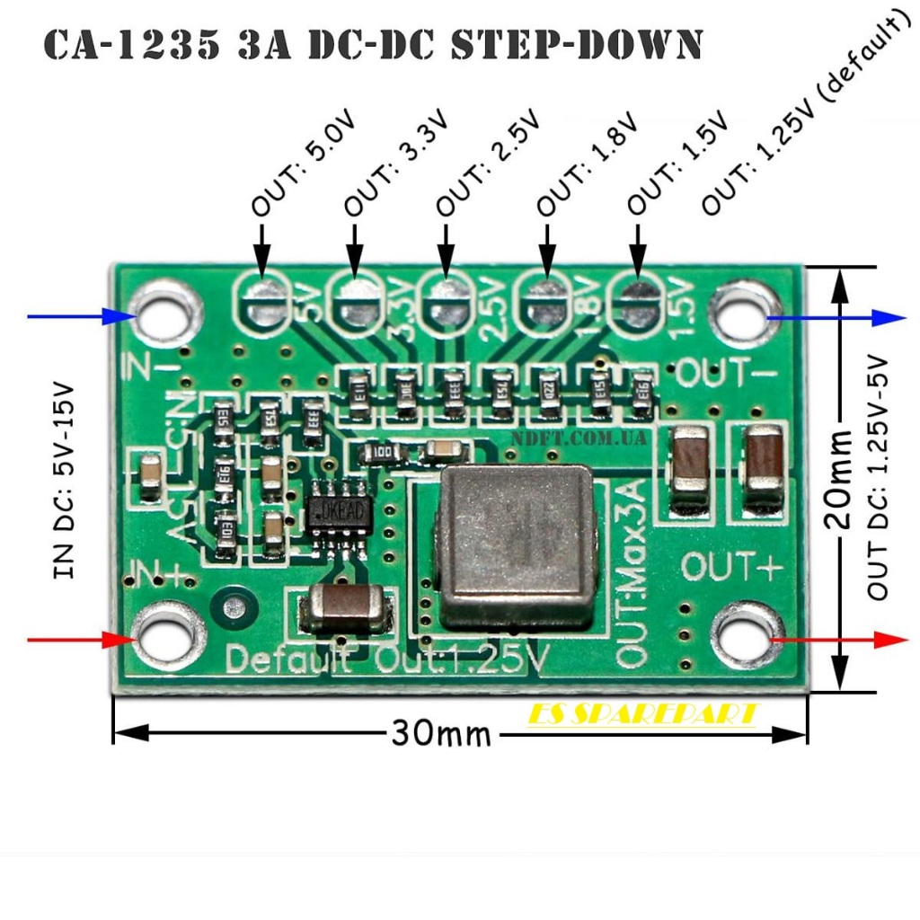 Jual ES DC-DC CONVERTER CA CA-1235 MP1495 ACSJ IN:5-15V OUT:1.2V, 1.5V ...