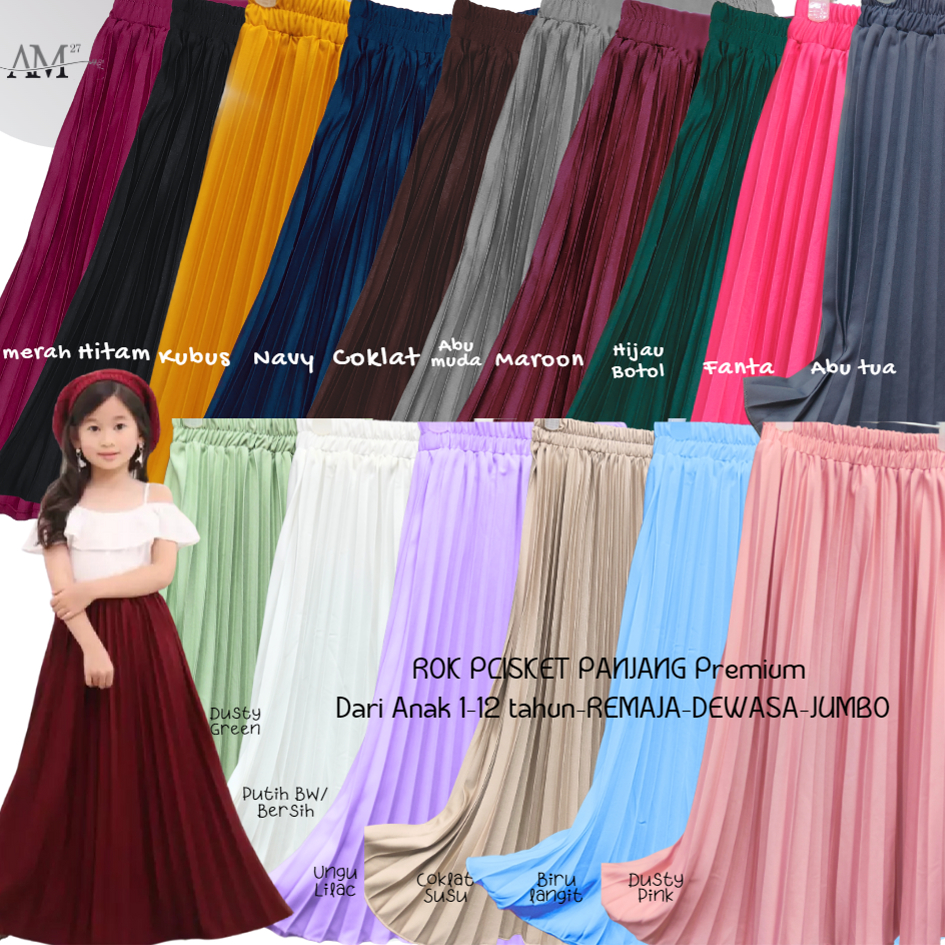 Jual ROK PLISKET ANAK 1-10 TAHUN ROK PANJANG MUSLIM 16 Warna | Shopee Indonesia