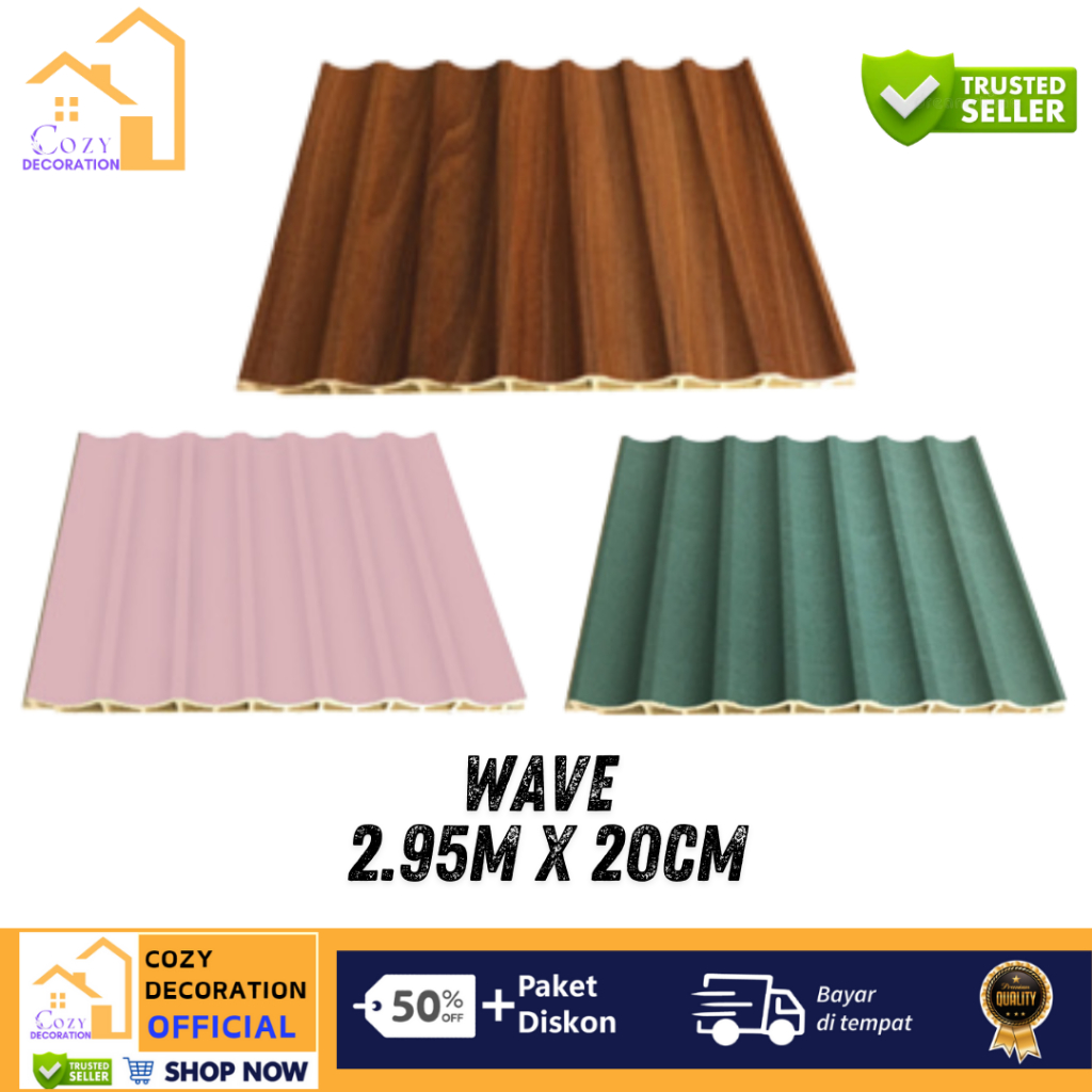 Jual [ PROMO ] WALL PANEL LENGKUNG WAVE PVC 2.95 METER X 20 CM | HIGH ...