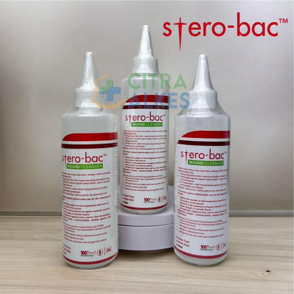 Jual Sterobac Wound Cleanser-Cairan antiseptik (Uk 200ml) | Shopee ...