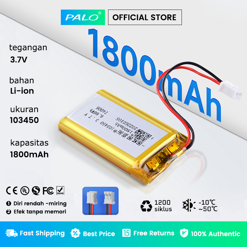 Jual PALO Baterai Universal battery 103450 10*34*52mm 3.7V Li-ion 2000mAh Perekam mengemudi ...