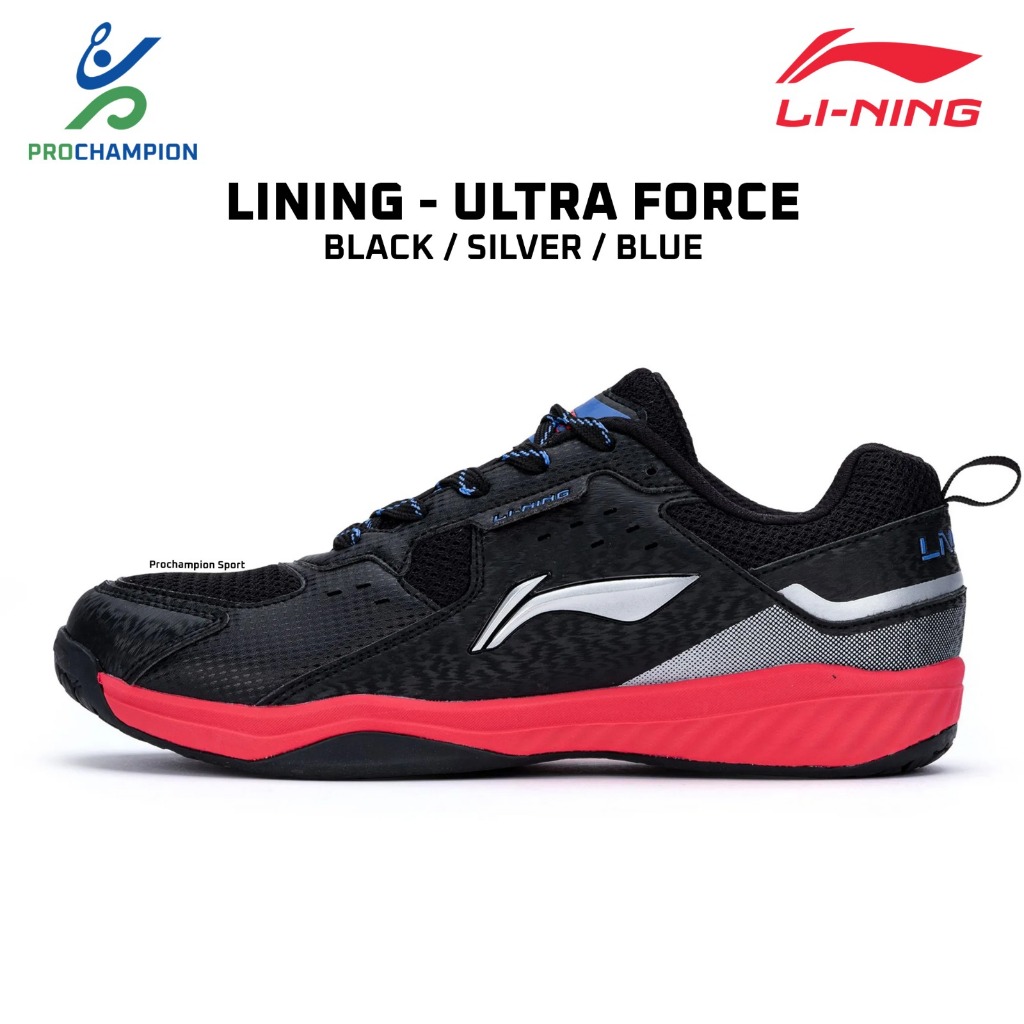 Jual New ! Sepatu Badminton Lining Ultra Force Black Silver Blue ...