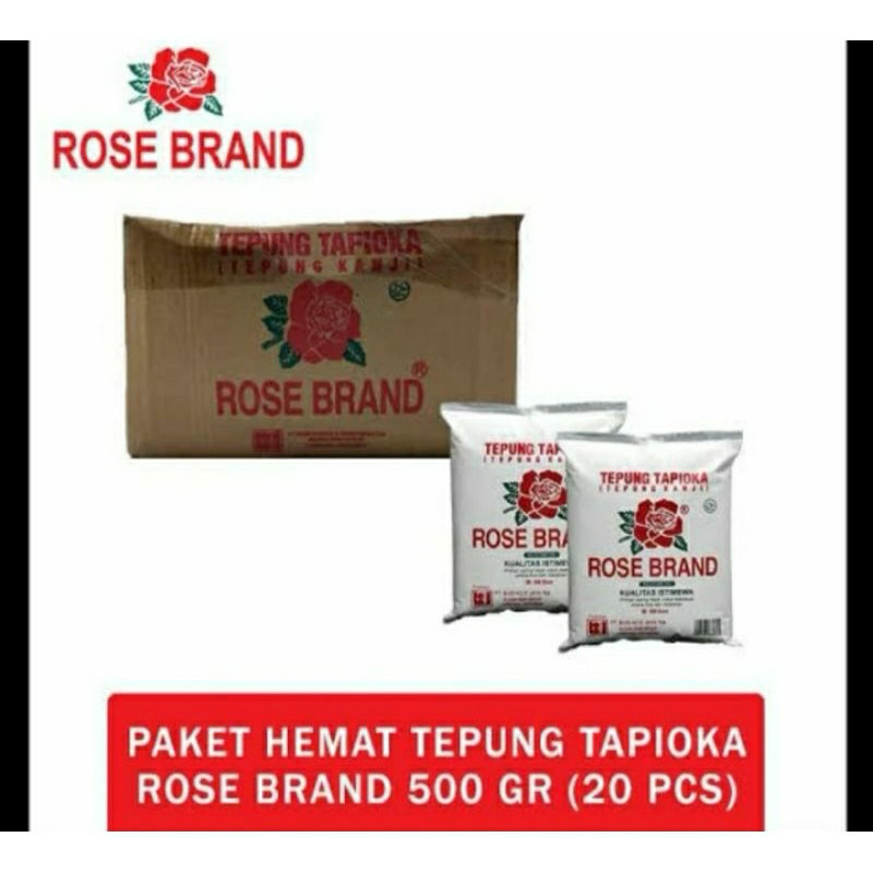 Jual TEPUNG TAPIOKA ROSE BRAND KARTONAN 500GR (ISI 20 PCS) | Shopee ...