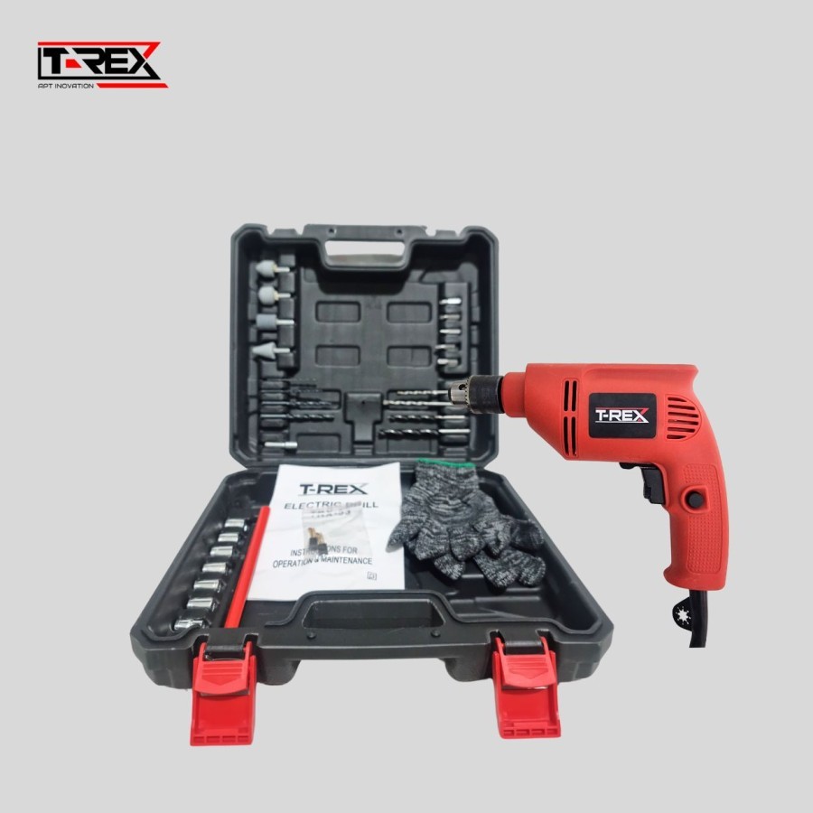 Jual Siap Kirim T-REX Mesin Bor Set Paket Lengkap Impact Drill 10MM - Bor Tembok Set 10MM- Bor ...