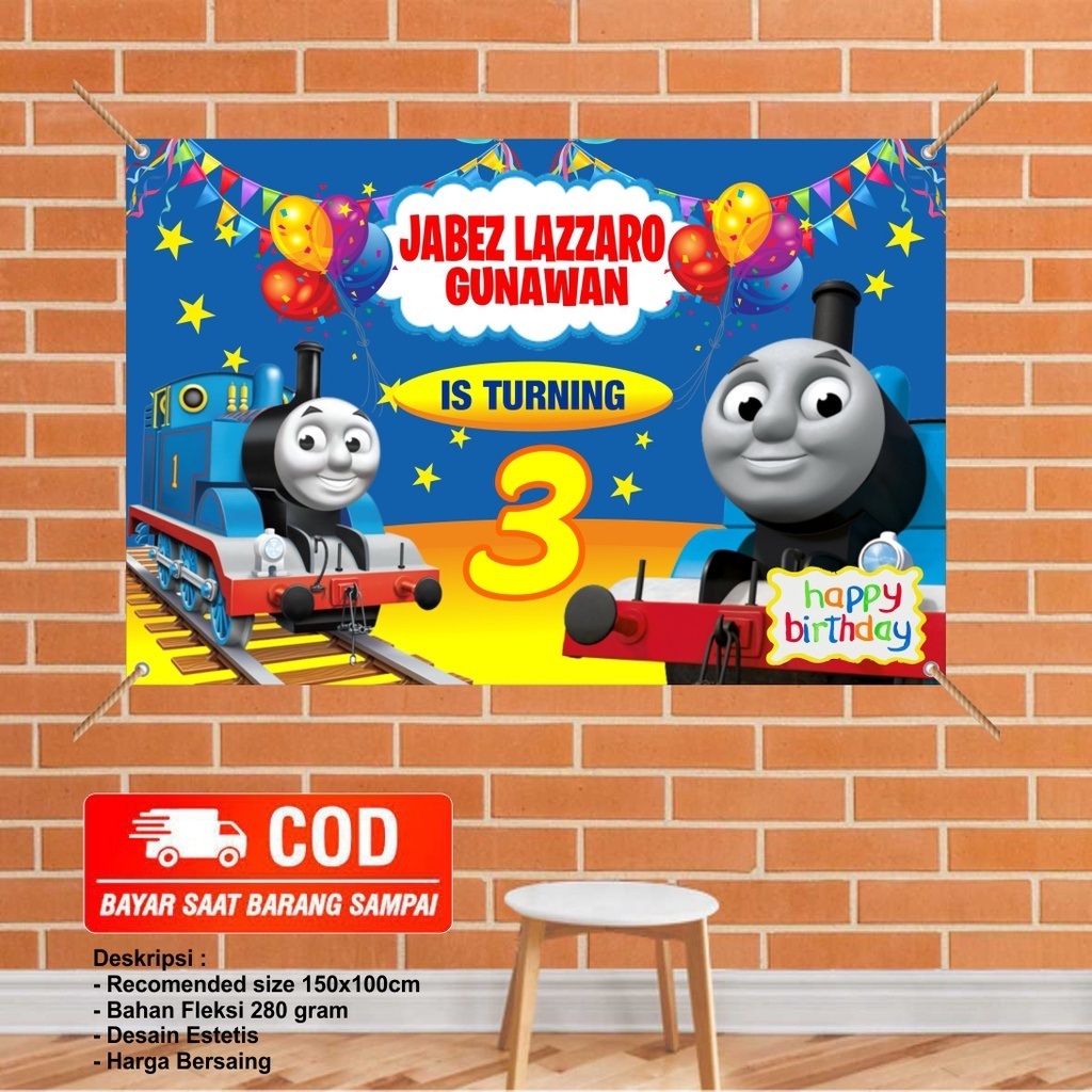 Jual banner ulang tahun anak thomas new desain/perlengkapan dekorasi ...