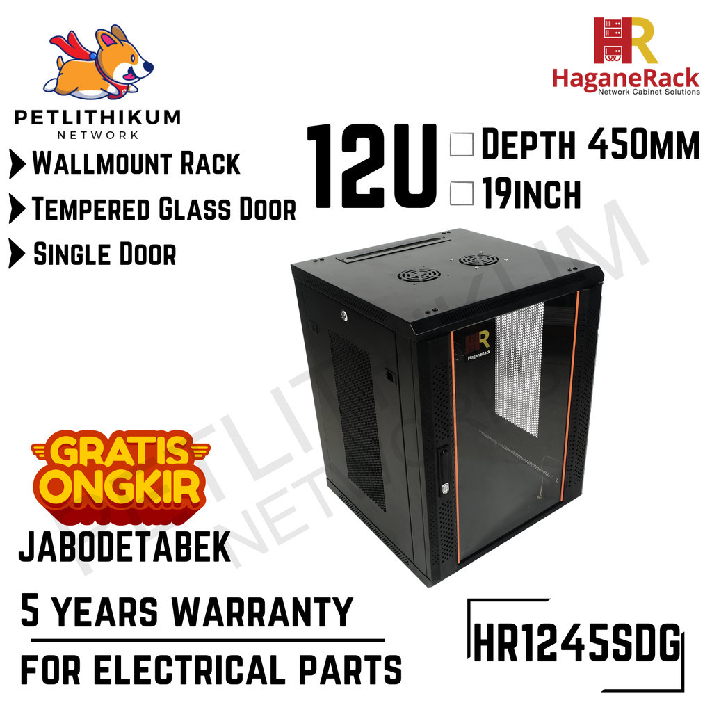 Jual HaganeRack Wallmount Rack Server 12U Depth 450mm - HR1245SDG ...