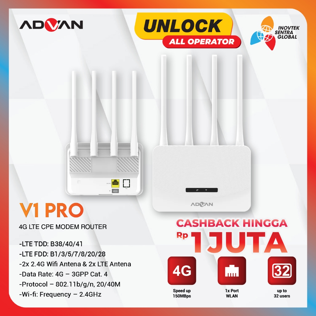 Jual Advan V1 Pro Modem Wireless CPE 4G LTE Unlock All Operator - Free ...