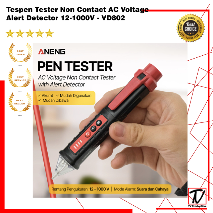Jual Test Pen Non Contact AC Voltage Alert Detector 12V-1000V - VD802 ...