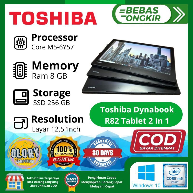 Jual Toshiba Dynabook R82 Tablet 2 In 1 Core M5-6Y57 Ram 8GB SSD 256GB ...