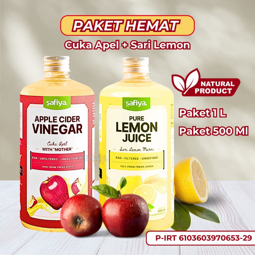 Jual [PAKET 2 In 1] CUKA APEL SARI LEMON SAFIYA - Original 100% Cuka ...