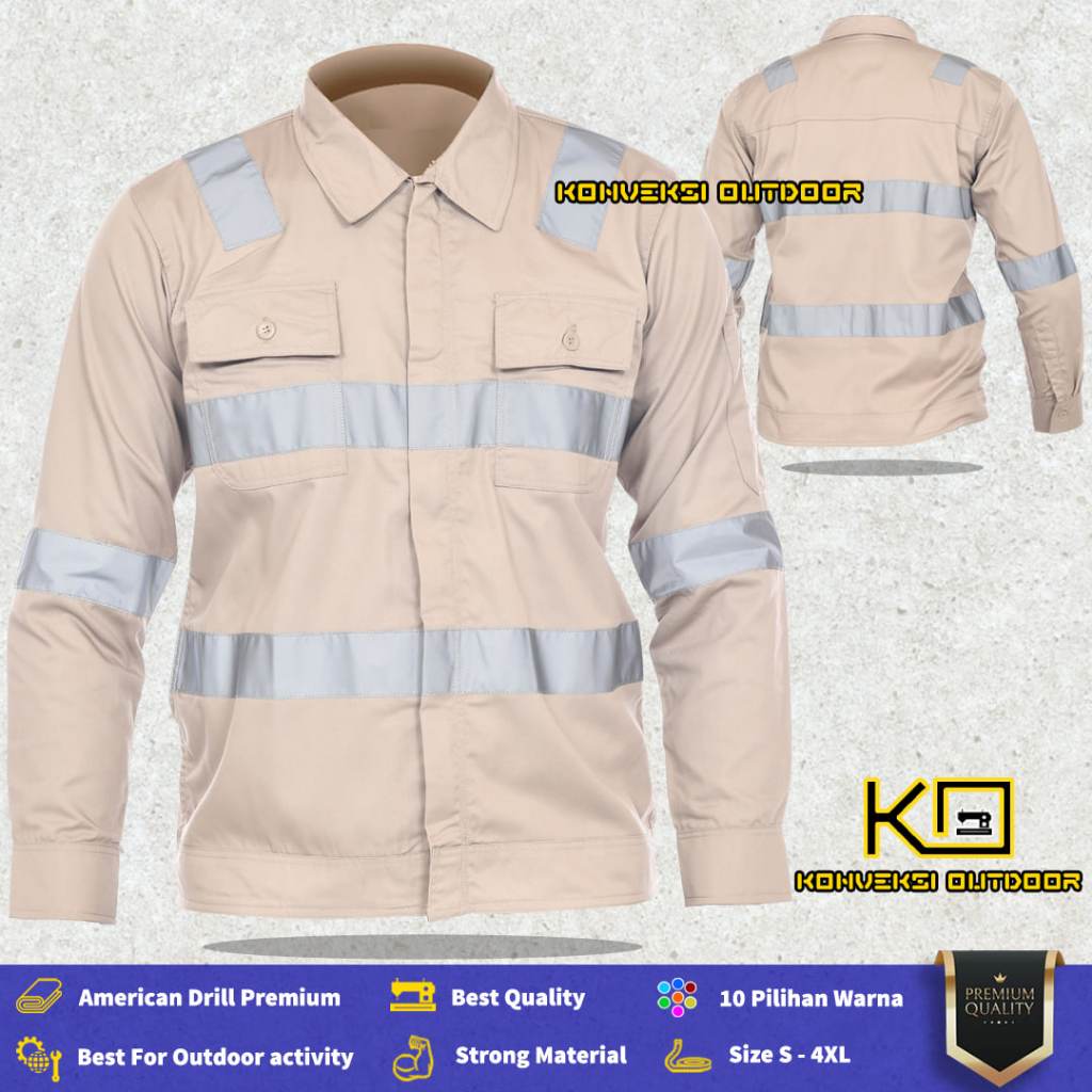 Jual Kemeja Safety Zepper Pria Lengan Panjang - Baju Kemeja Kerja ...