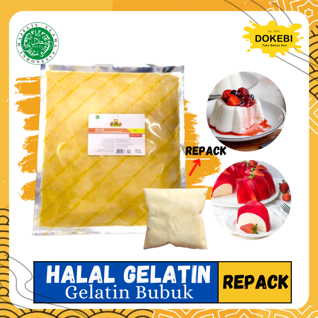 Jual GELATIN POWDER IMPORT 100 G / GELATINE BUBUK SAPI HALAL MUI ...