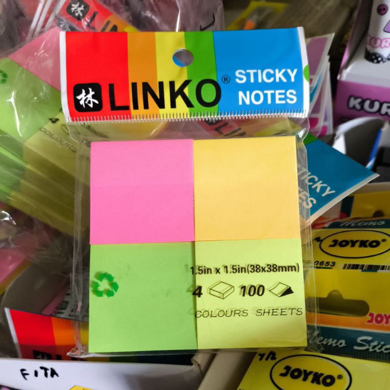 Jual Sticky Notes bentuk kotak 4 warna | Shopee Indonesia