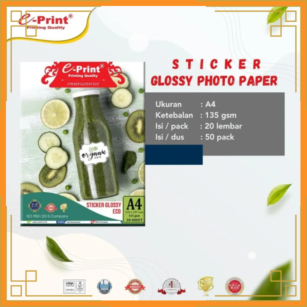 Jual E-PRINT Kertas foto sticker glossy ukuran a4 135 gr | Shopee Indonesia
