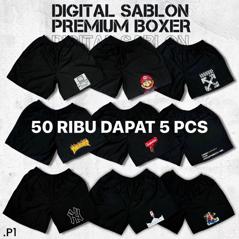 Jual paket Promo 5 pcs celana pendek boxer premium pria wanita kolor ...