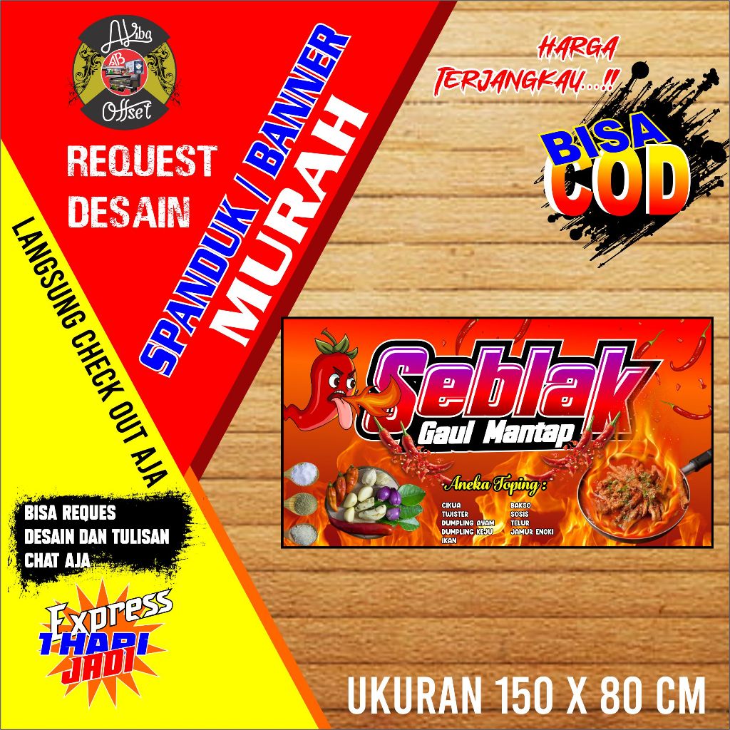 Jual SPANDUK BANNER CUSTOM SEBLAK GAUL4 UKURAN 150X80CM | Shopee Indonesia
