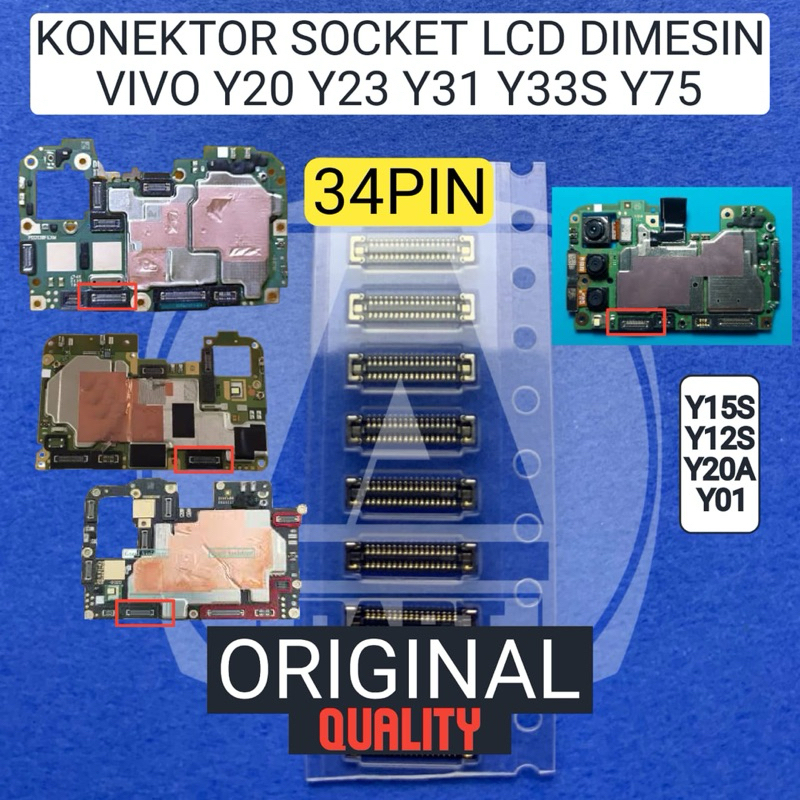 Jual KONEKTOR SOCKET LCD VIVO Y20 / Y23 Y31 Y33S Y75/ 34 PIN | Shopee Indonesia