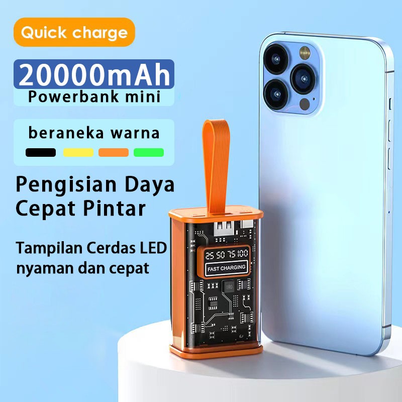 Jual Mini Power Bank 20000mAh Pengisian Cepat Transparan LED Digital ...