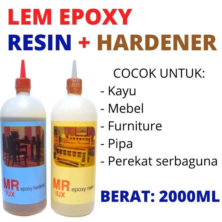 Jual Lem EPOXY Resin Hardener MR LUX Kemasan 1 Kg Botol x L7T7 | Shopee ...
