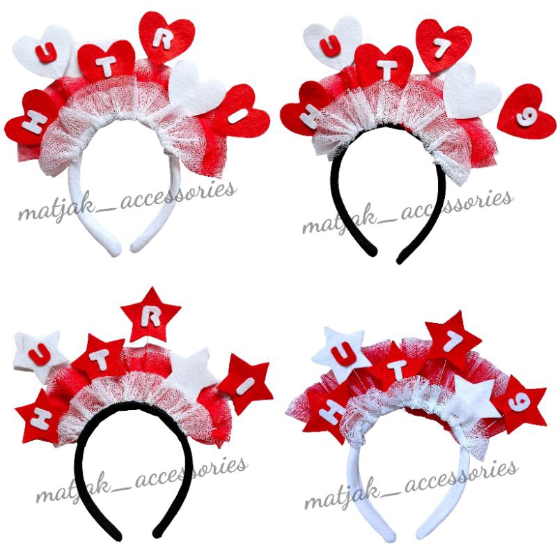 Jual Aksesoris Bando Unik Merah Putih HUT RI 79 Love Bintang Tile ...