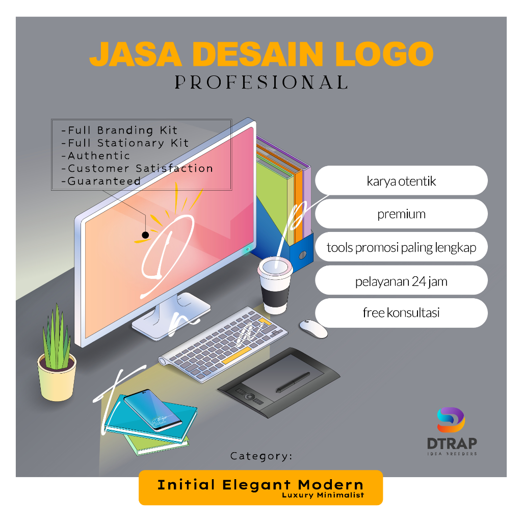 Jual Jasa Desain Logo Profesional Initial Elegant Modern Luxury ...