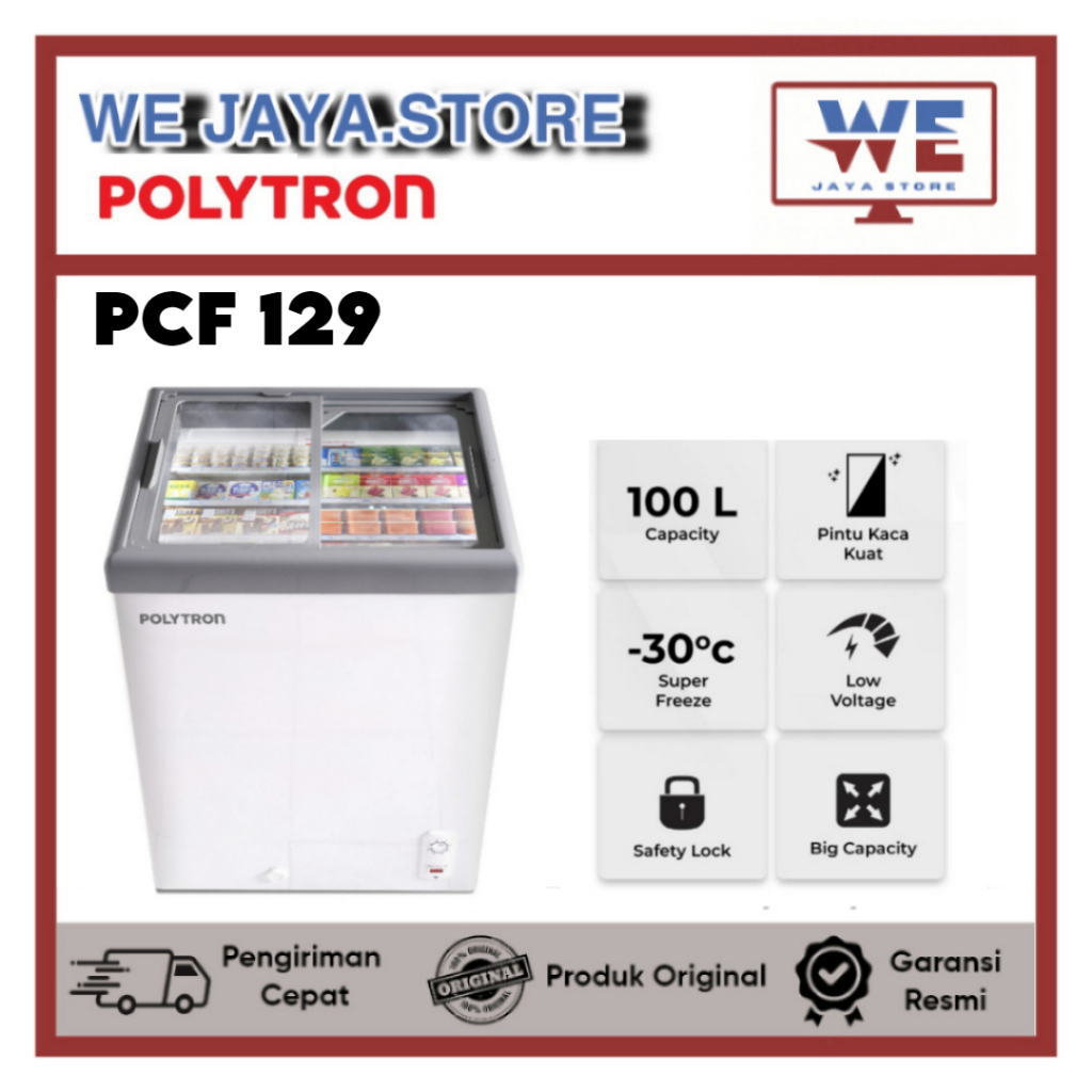 Jual Chest Freezer Polytron PCF129 Freezer Box Kaca Lemari Slide Lemari ...