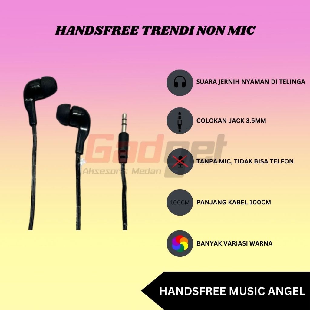 Jual Handsfree Mega Bass Music Angel Headset Sportive | Shopee Indonesia