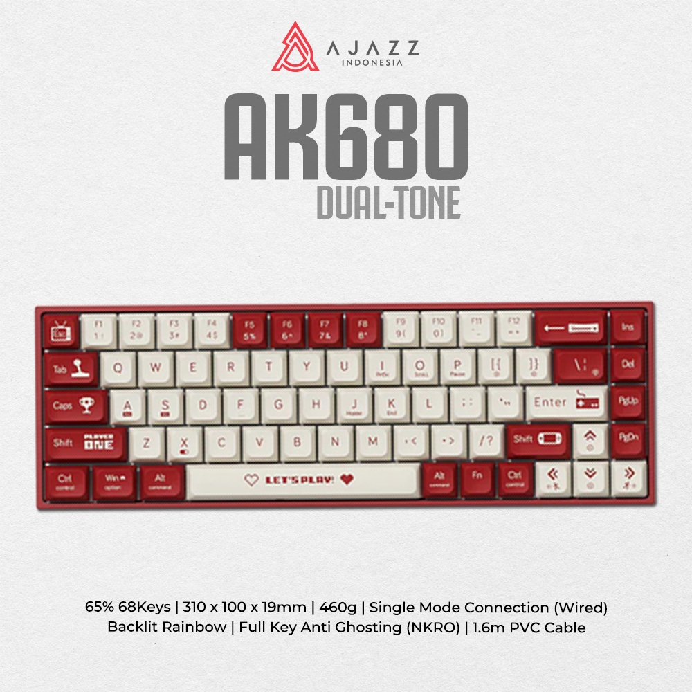 Jual Ajazz AK680 Dual Tone 65% Mechanical Gaming Keyboard Wired Rainbow ...