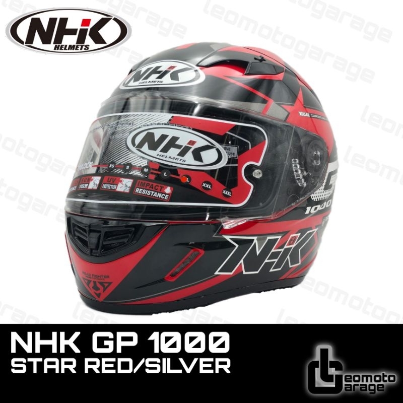 Jual NHK GP 1000 STAR RED/SILVER HELM FULL FACE | Shopee Indonesia