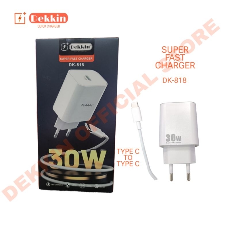 Jual DEKKIN TRAVEL CHARGER CASAN SUPER FAST CHARGER DK-818 TYPE C TO ...