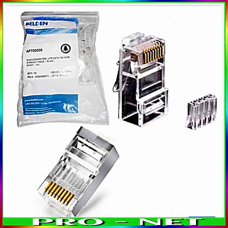 Jual Connector RJ 45 cat 6 Belden ORIGINAL isi 50 pcs / RJ 45 cat 6 ...