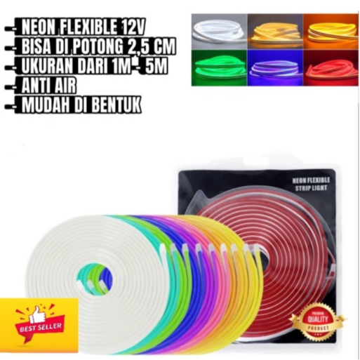 Jual Lampu LED Neon Flex LED Strip Flexible 5 Meter DC 12V IP65 WATERPROOF Kualitas Tinggi - DC ...
