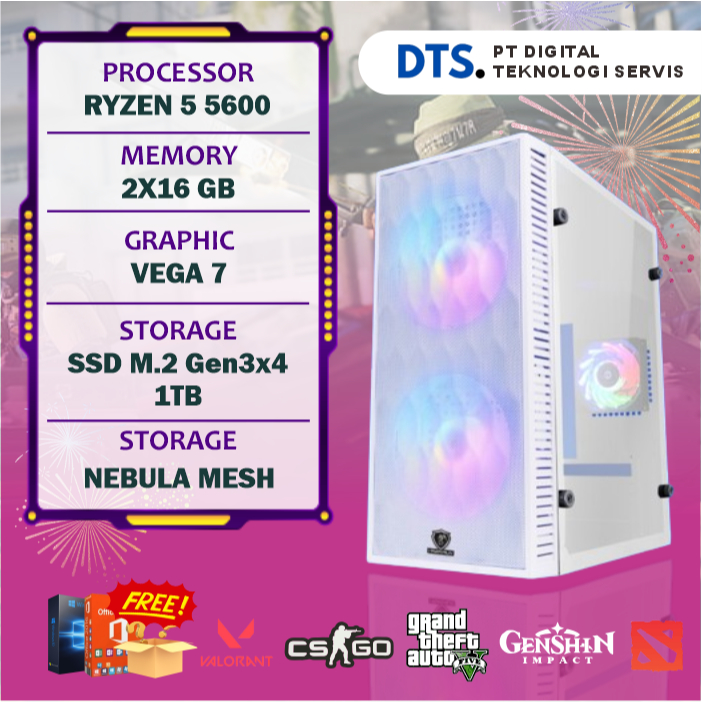 Jual Pc Gaming | Ryzen 5 5600G | Vega 7 | Ram 32GB D4 | 1TB NVME ...