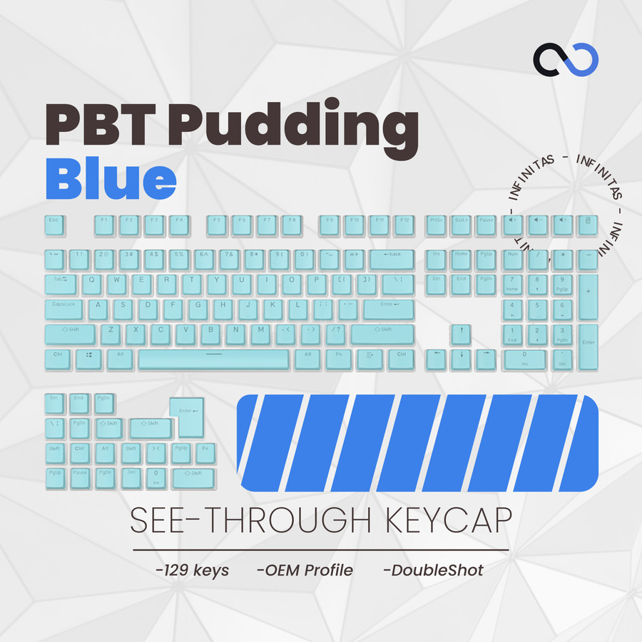 Jual Keycaps PBT Pudding Biru / Blue OEM Profile Shine-Through Keycap ...