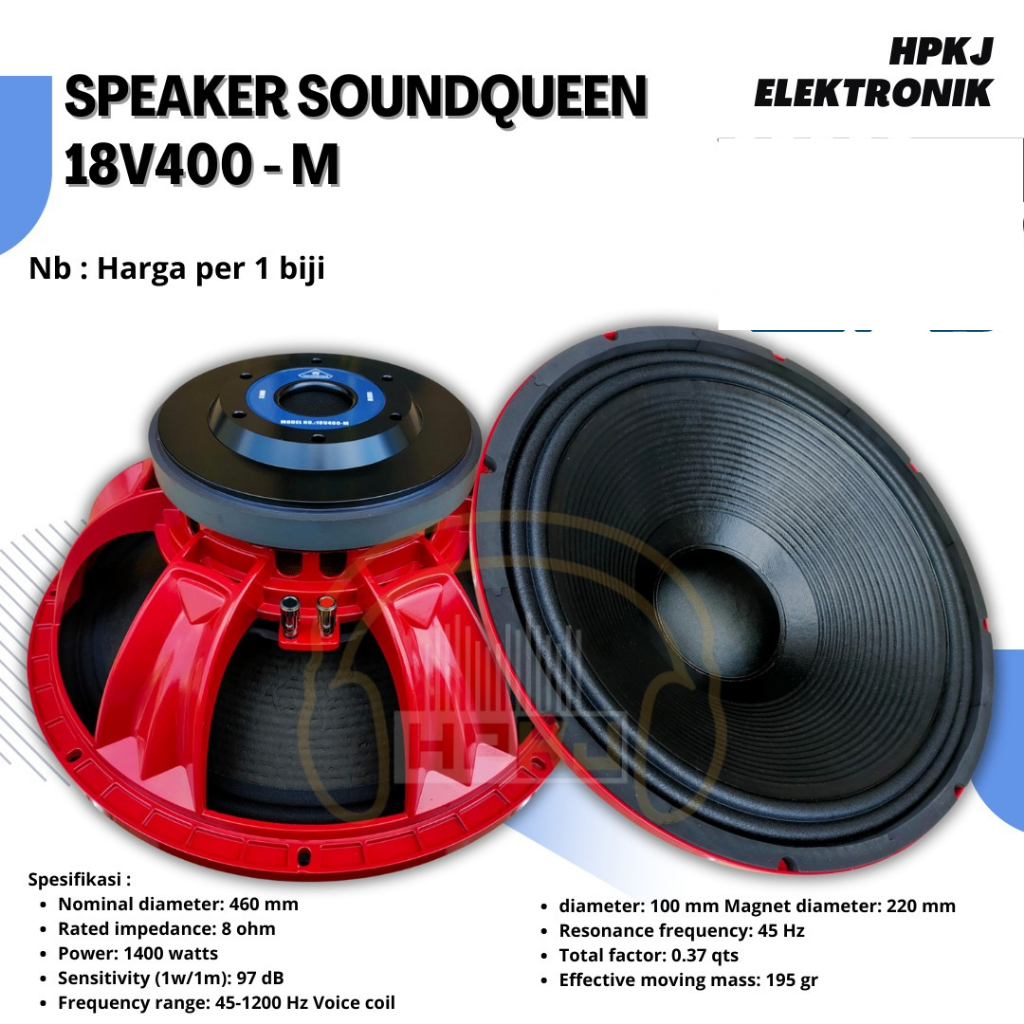 Jual SPEAKER KOMPONEN SOUNDQUEEN 18V400 18inch Speaker Sound queen ...