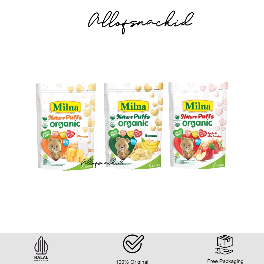 Jual MILNA - Nature Puffs Organic - 15gr - Apple / Banana / Cheese ...