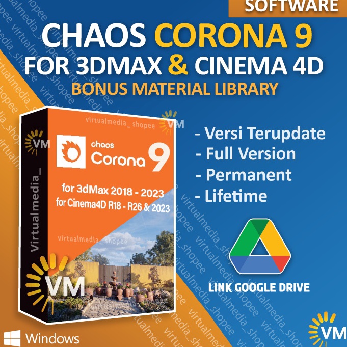Jual KODE Q9F CHAOS CORONA 9 RENDER FOR 3DS MAX CINEMA 4D MATERIAL LIBRARY 3DMAX 3D ARCHITECTURE ...