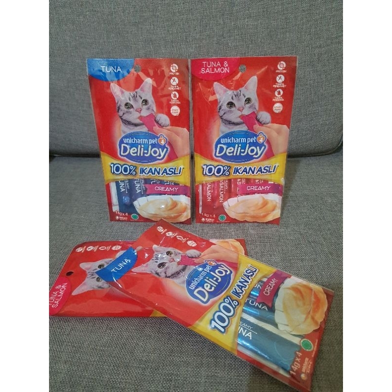 Jual Deli-Joy Creamy 14 gram x 4pcs Snack Kucing Creamy DeliJoy 56gram ...