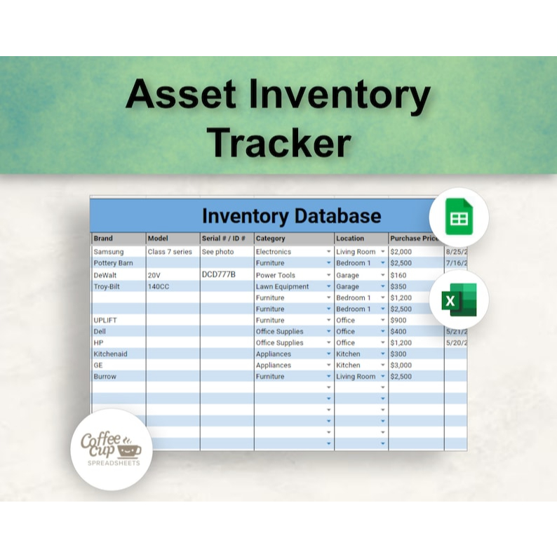 Jual Template Excel Spreadsheet Asset Tracker Inventory Management ...