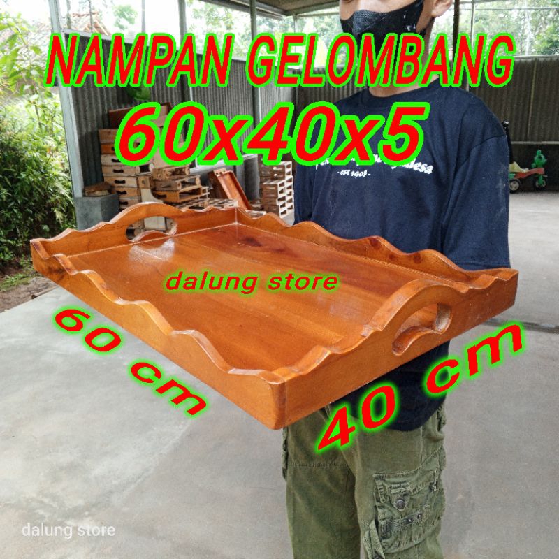 Jual baki kayu nampan kayu besar unik woden tray kotak 60x40x5 jumbo ...