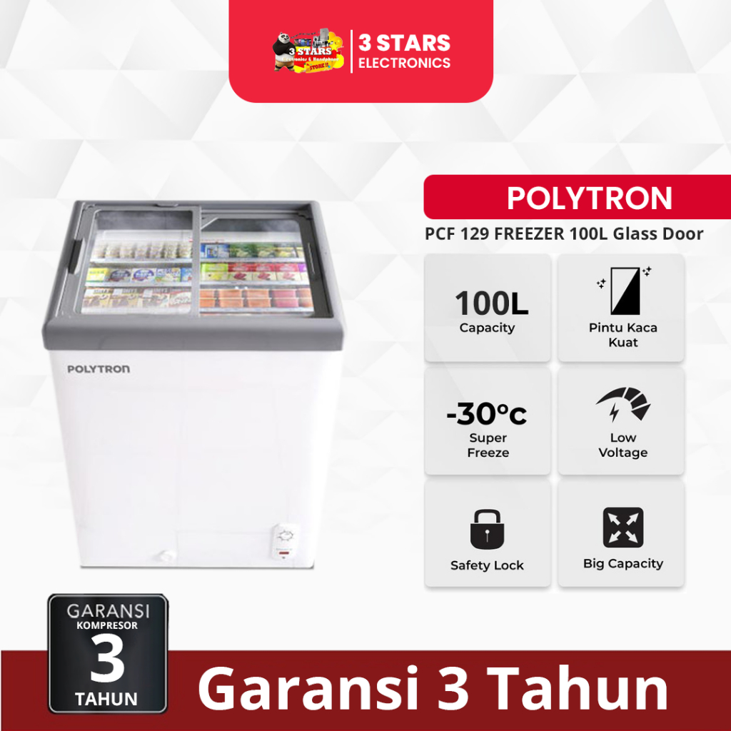 Jual POLYTRON Chest Freezer Sliding Glass 100 liter PCF 129 | Shopee ...