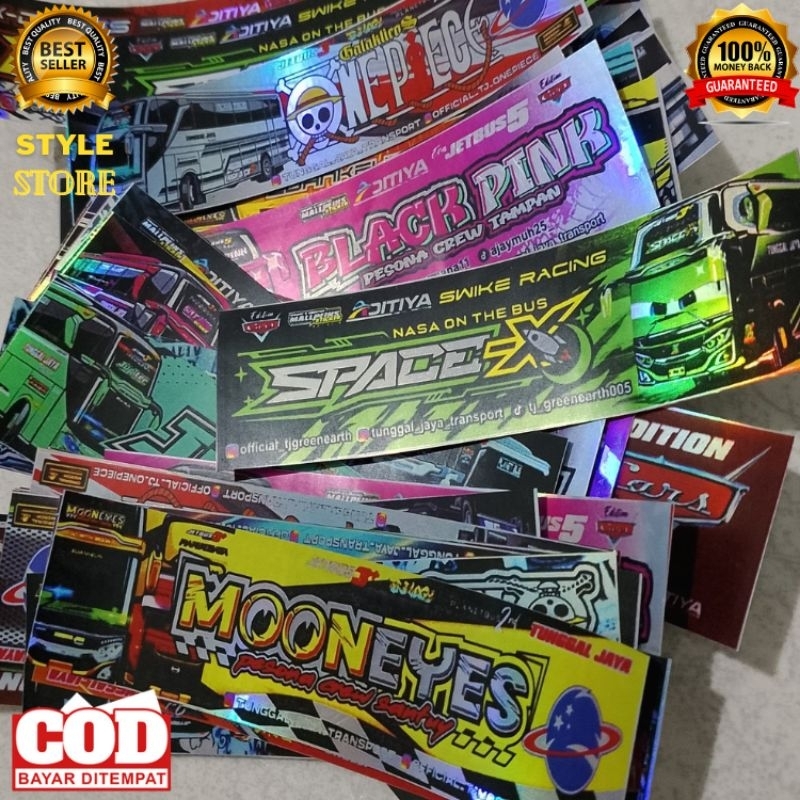 Jual stiker bus asli hologram waterproof desain moon eyes mix isi 15 ...