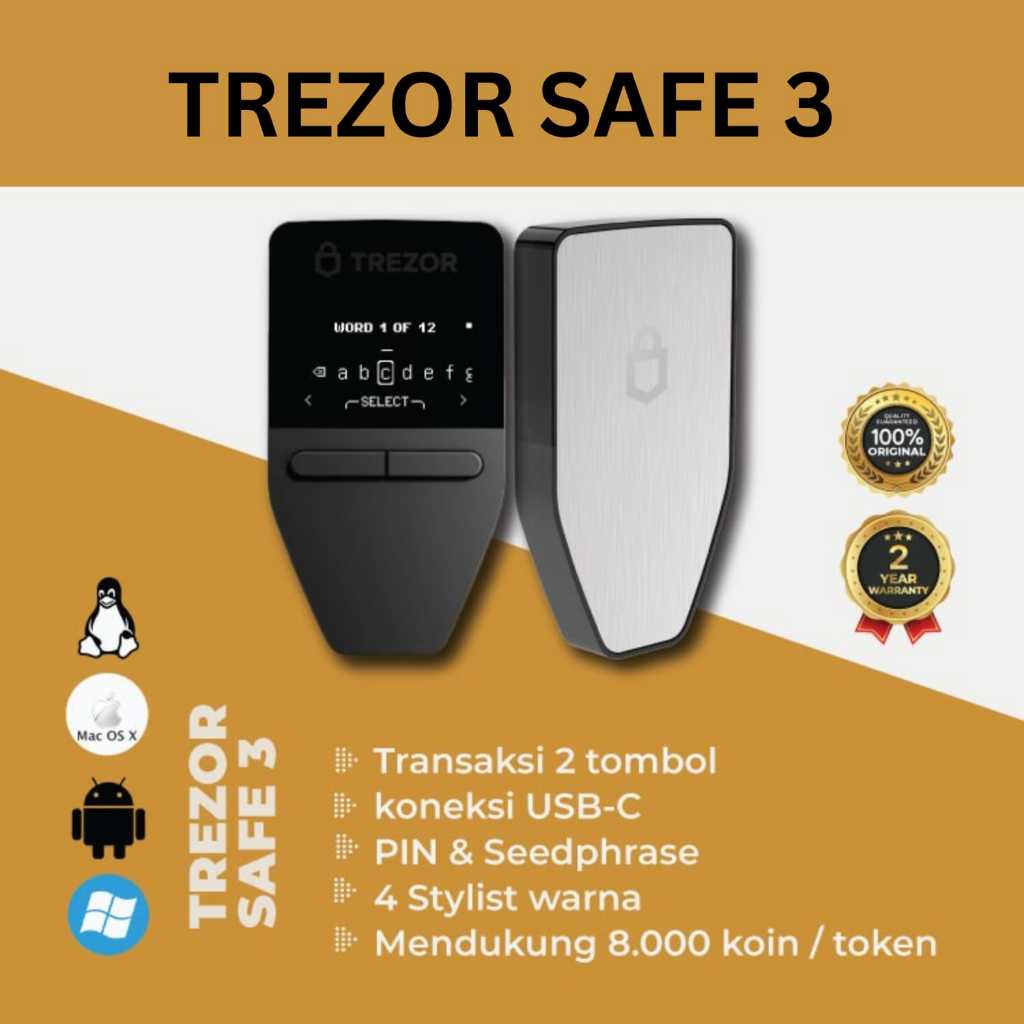 Jual Trezor Safe 3 Cold Wallet Dompet Digital Self Custody Hardware ... Jual Trezor Safe 3 Cold Wallet Dompet Digital Self Custody Hardware ...