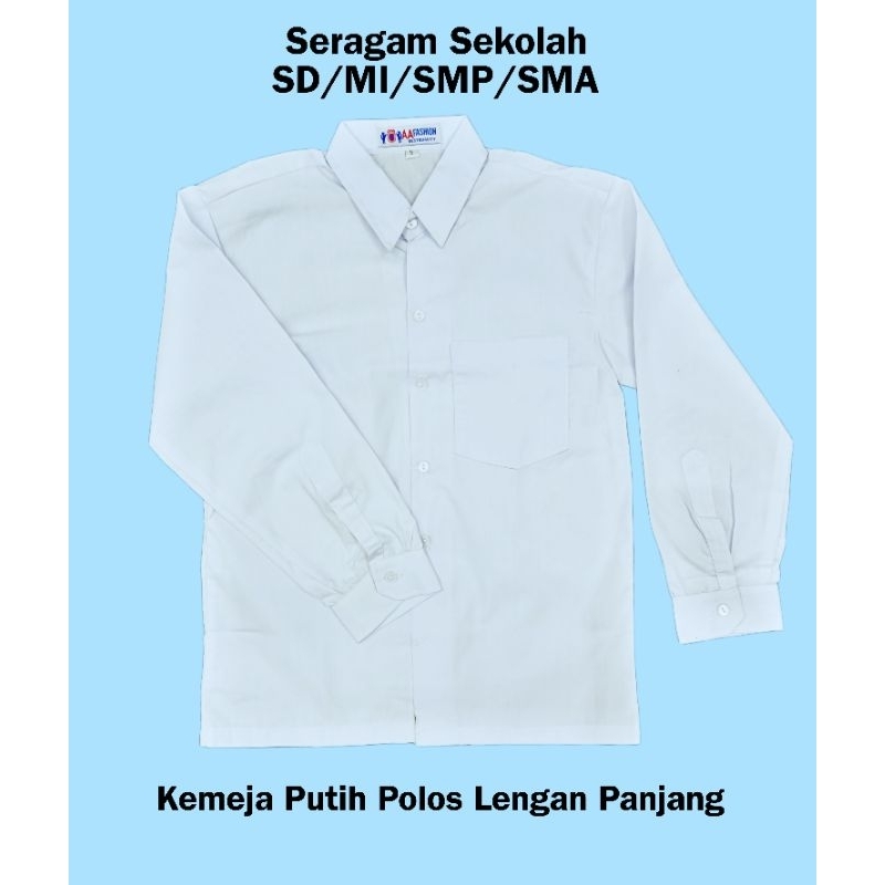 Jual Seragam Sekolah Kemeja Hem Putih Polos Lengan Panjang SD SMP SMA ...