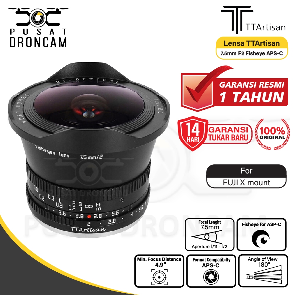 Jual Lensa TTartisan 7.5mm F2 Fisheye Lens for APS-C Canon Fujifilm ...