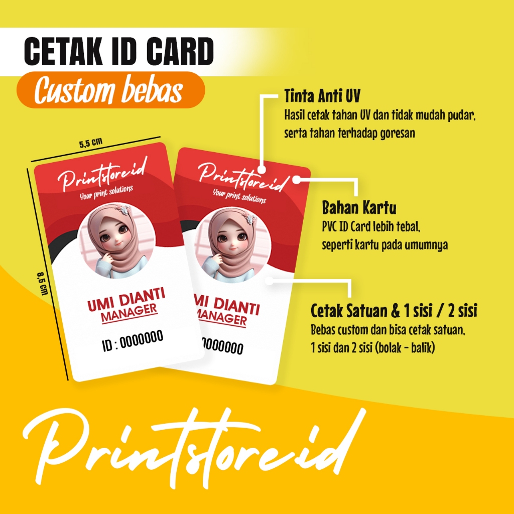 Jual Cetak ID Card / KARTU PELAJAR, MEMBER, ANGGOTA, ASN DLL - SATUAN ...