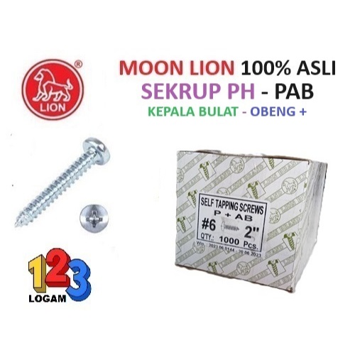 Jual PAB #6x2" Sekrup, Baut Tapping PH Moon Lion Kepala Bulat, Obeng ...